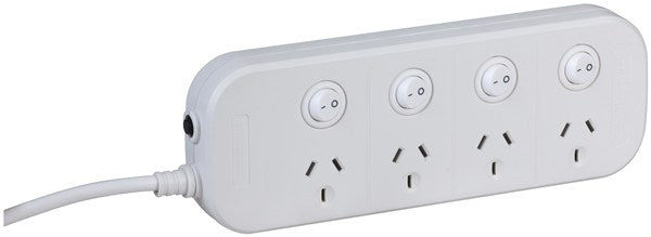 4 way Powerboard with 4 switches and Surge Overload Protection ...